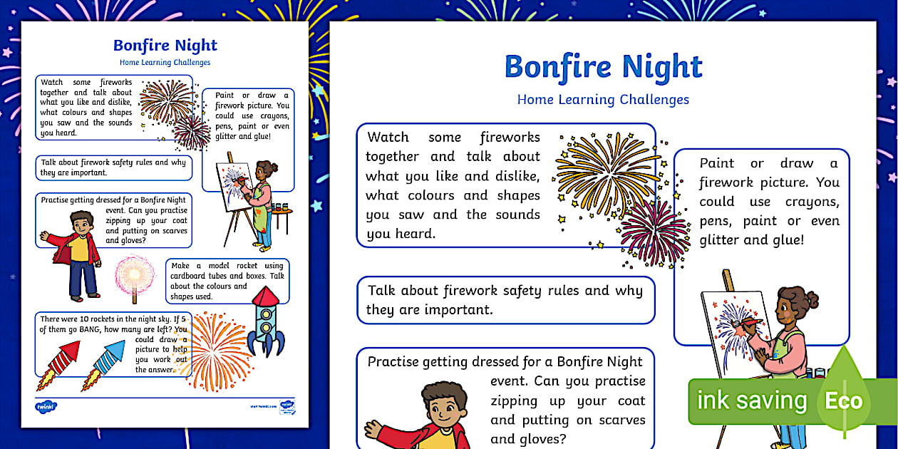 EYFS Bonfire Night Home Learning Challenges Reception FS2