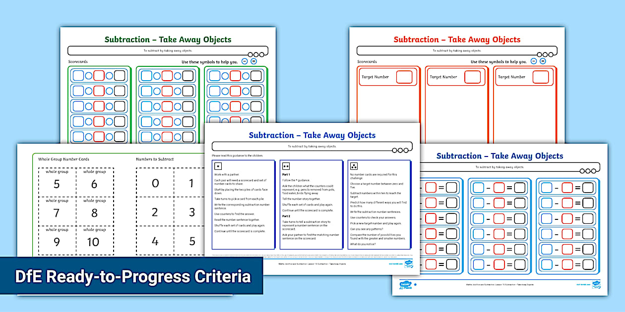 👉 Subtraction – Taking Away Objects Maths Differentiated Worksheets