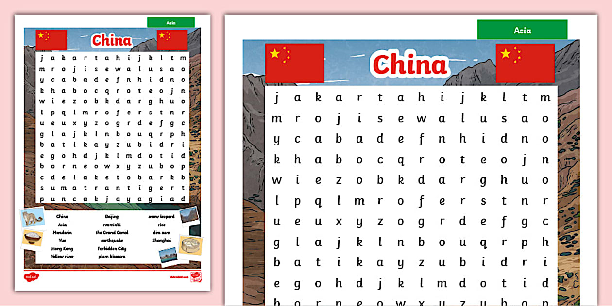 KS2 China Word Search - Geography (Teacher-Made) - Twinkl