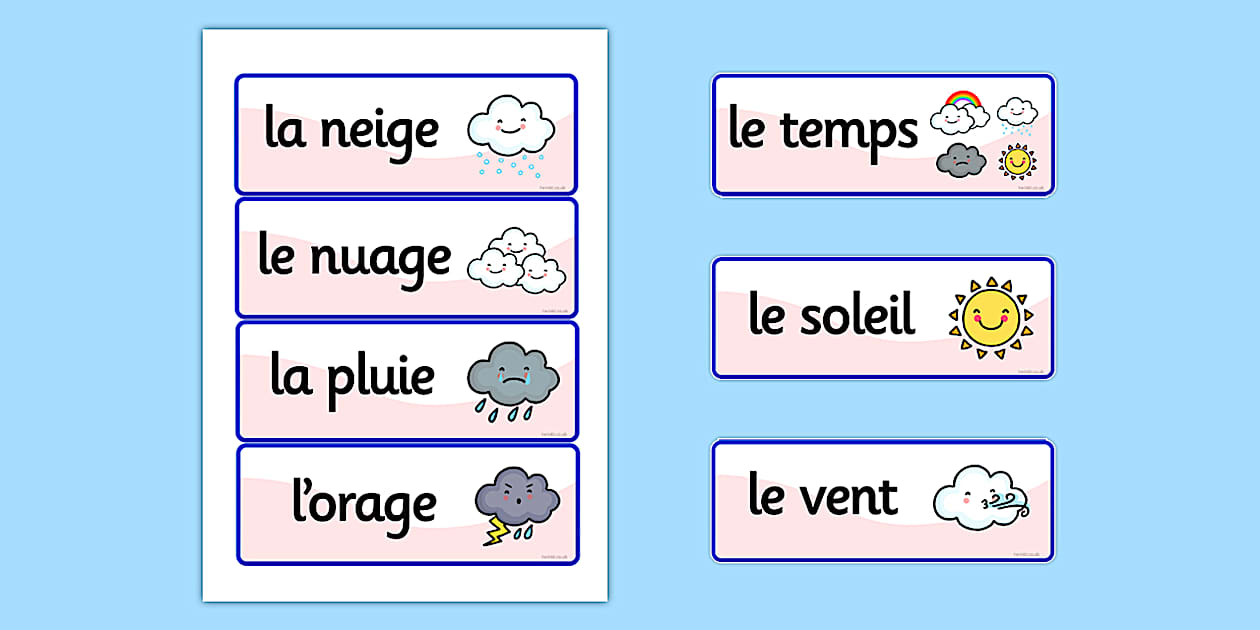 French Weather Vocabulary Cards (teacher made) - Twinkl