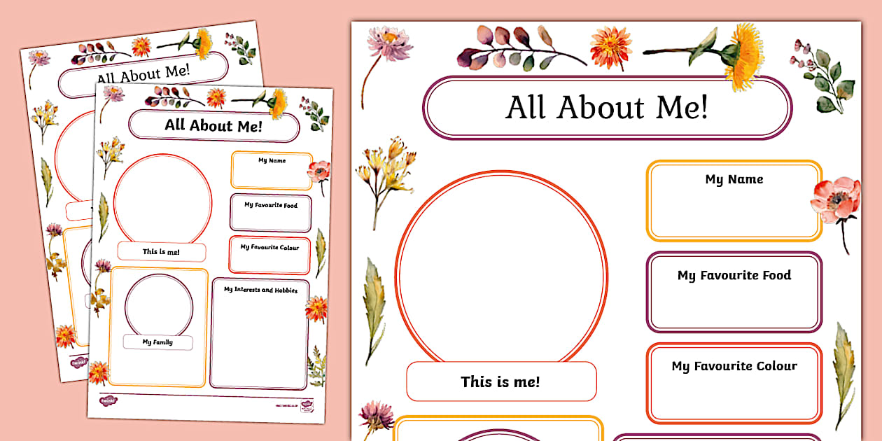 Wildflower Botanical Themed All About Me Worksheet - Twinkl