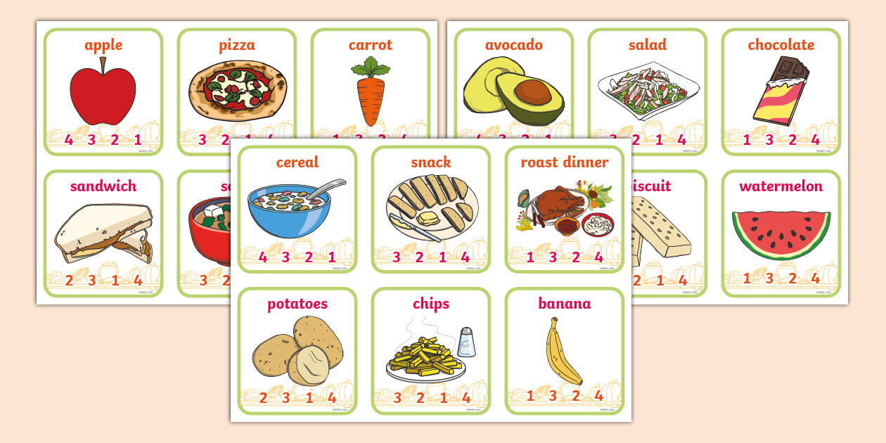 Food-Themed Syllables Clip Cards