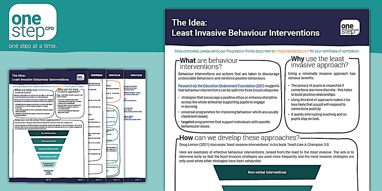 Least Invasive Behaviour Interventions in School | Twinkl