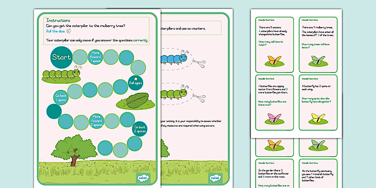 Grade R Caterpillar Game Word Problems to 10 (teacher made)