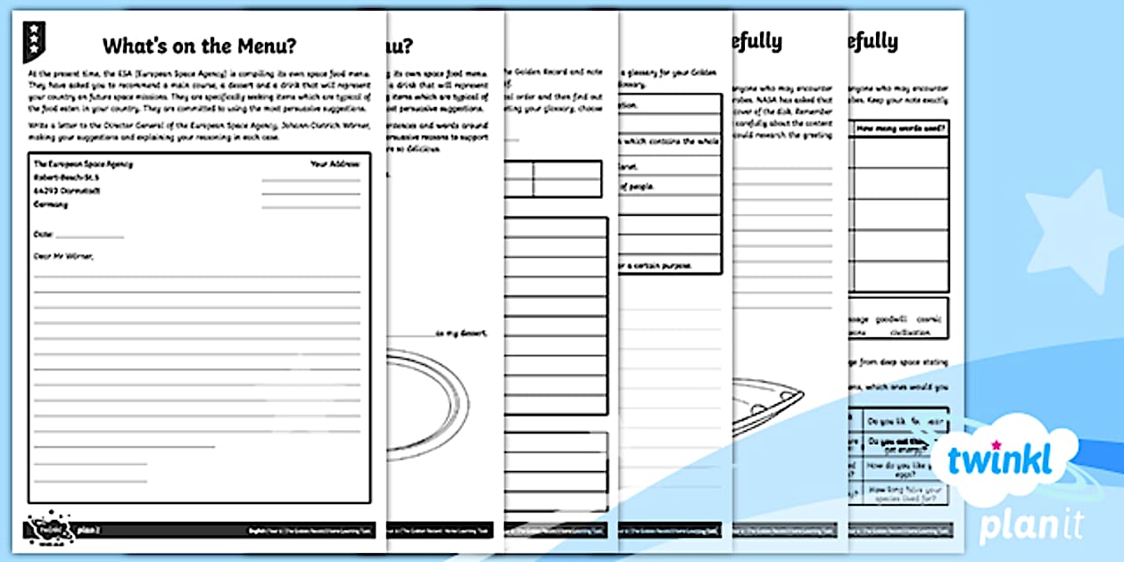Space: The Golden Record Home Learning Tasks Y6 - Twinkl