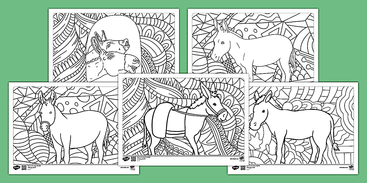 * NEW * Donkey Mindfulness Colouring Pages - Twinkl