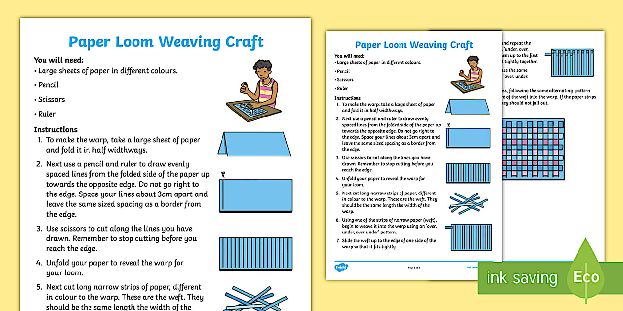 Paper Loom Instructions Worksheet (teacher made) - Twinkl