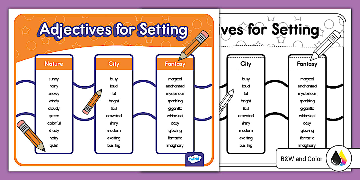 Adjectives for Setting Word Mat (teacher made) - Twinkl