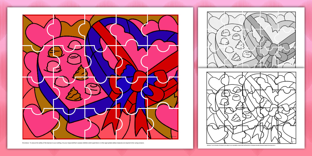 Valentine's Heart Jigsaw Puzzle (Teacher-Made) - Twinkl
