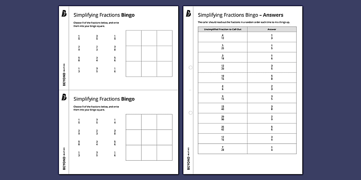 Simplifying Fractions Bingo (Teacher-Made) - Twinkl Simplifying Fractions Bingo (Teacher-Made) - Twinkl