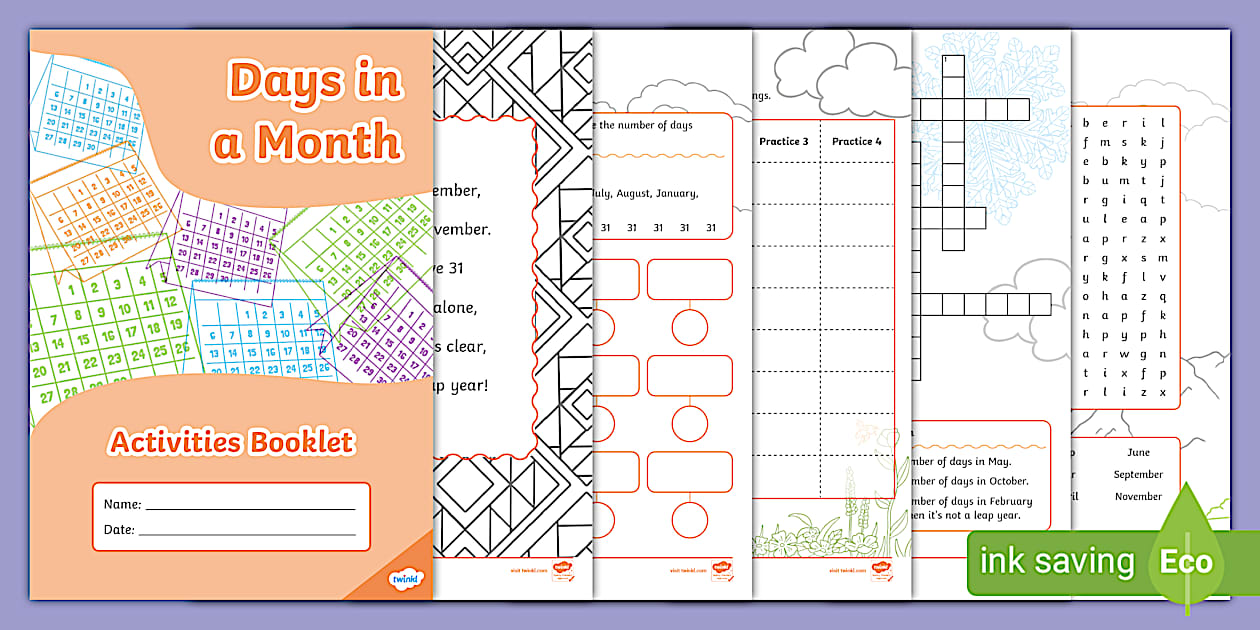 Days in a Month Activities Booklet (teacher made) - Twinkl