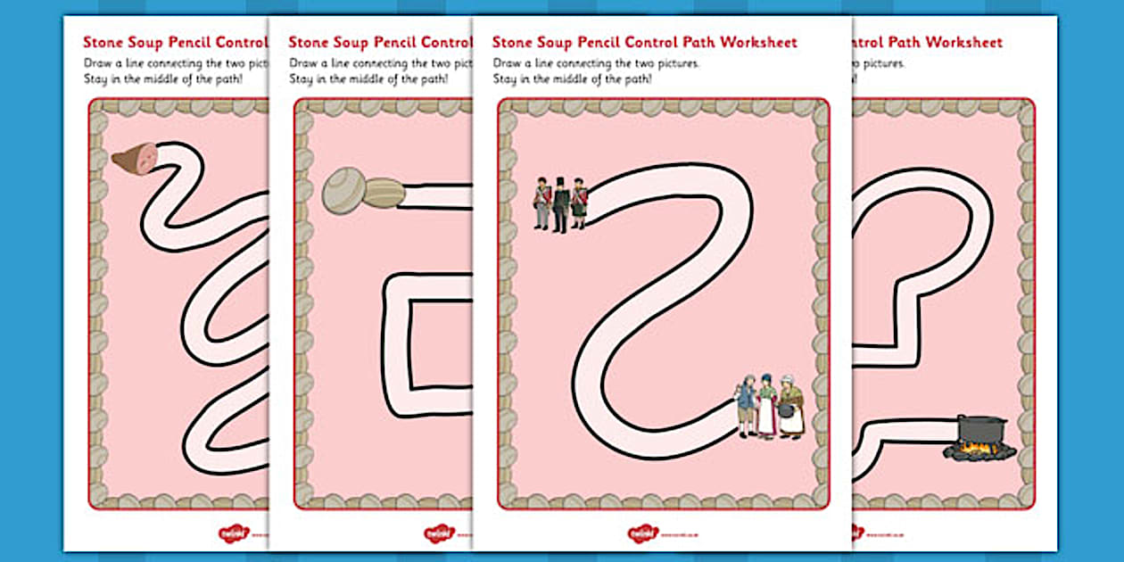 Dyslexic Stone Soup Pencil Control Path Worksheets - Twinkl