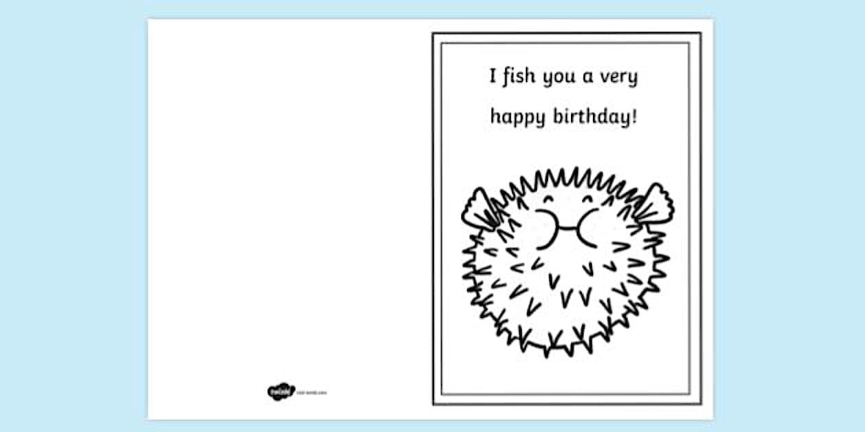 Puffer Fish Birthday Theme Card Colouring | Resources