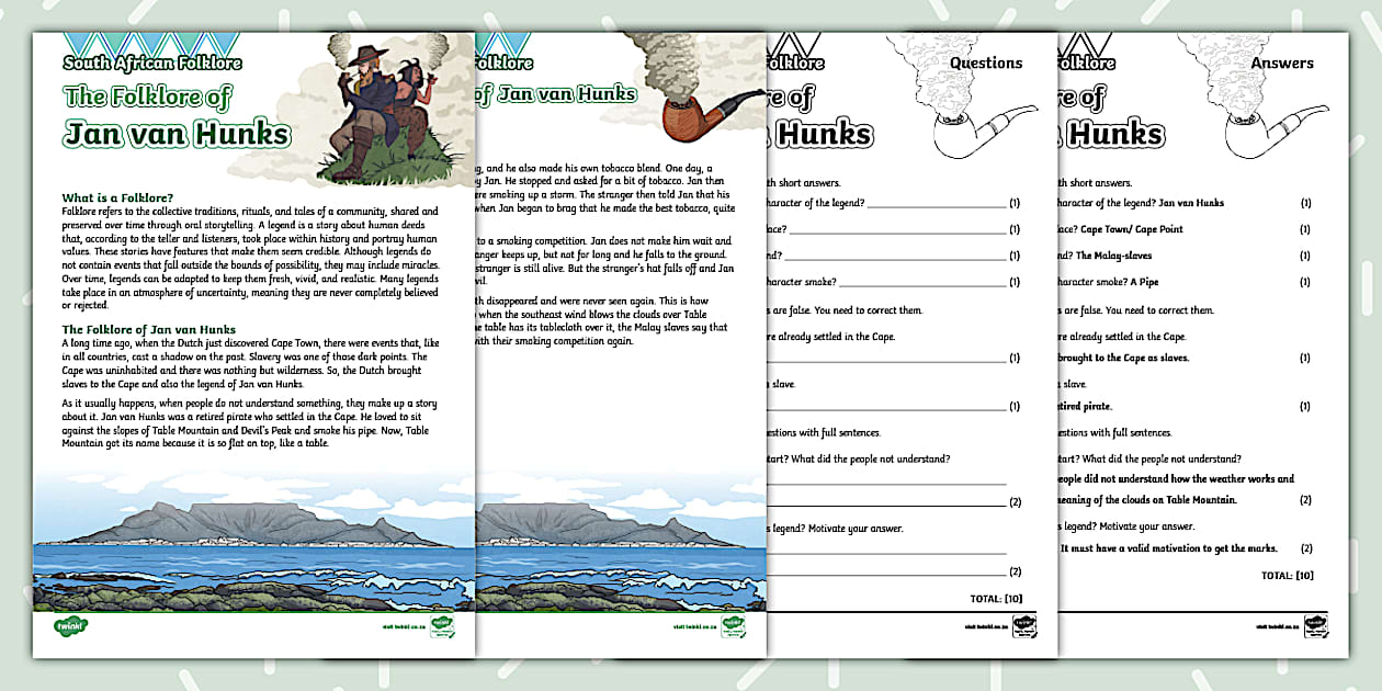 South African Folklore Jan van Hunks - English