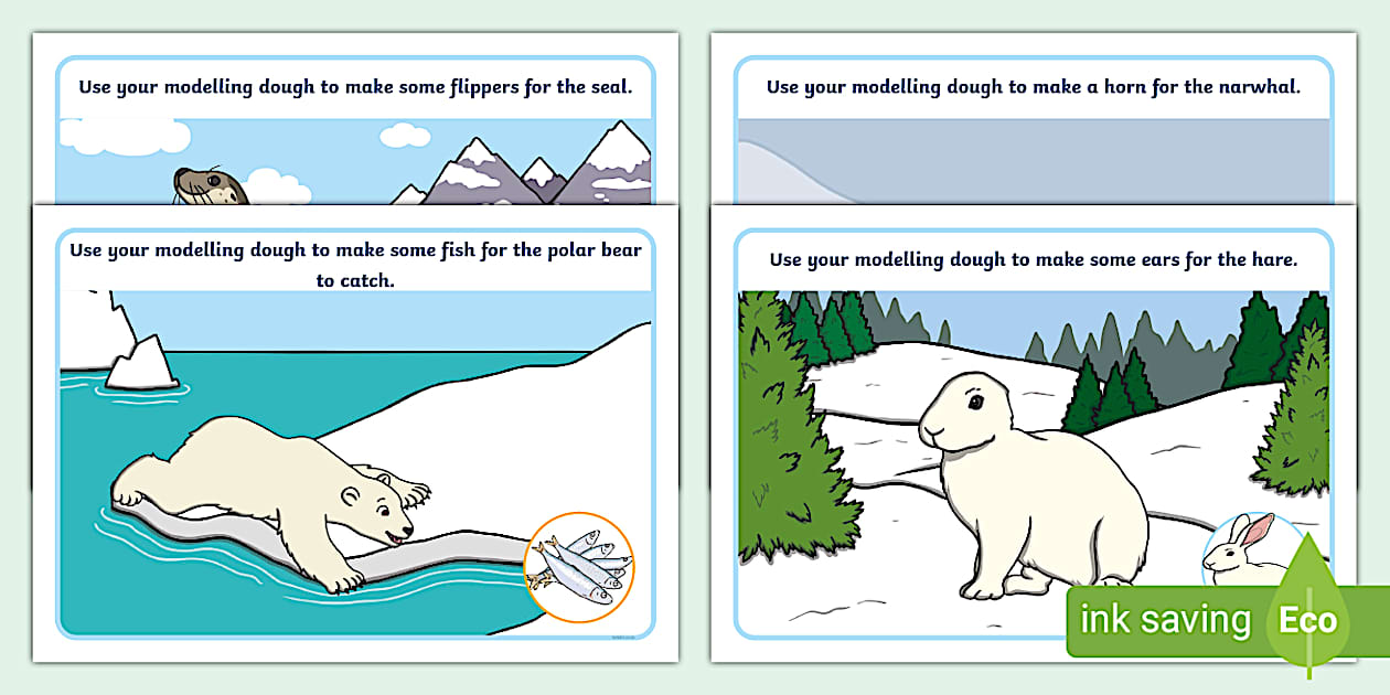 Arctic Animals Modelling Dough Mats (teacher made) - Twinkl