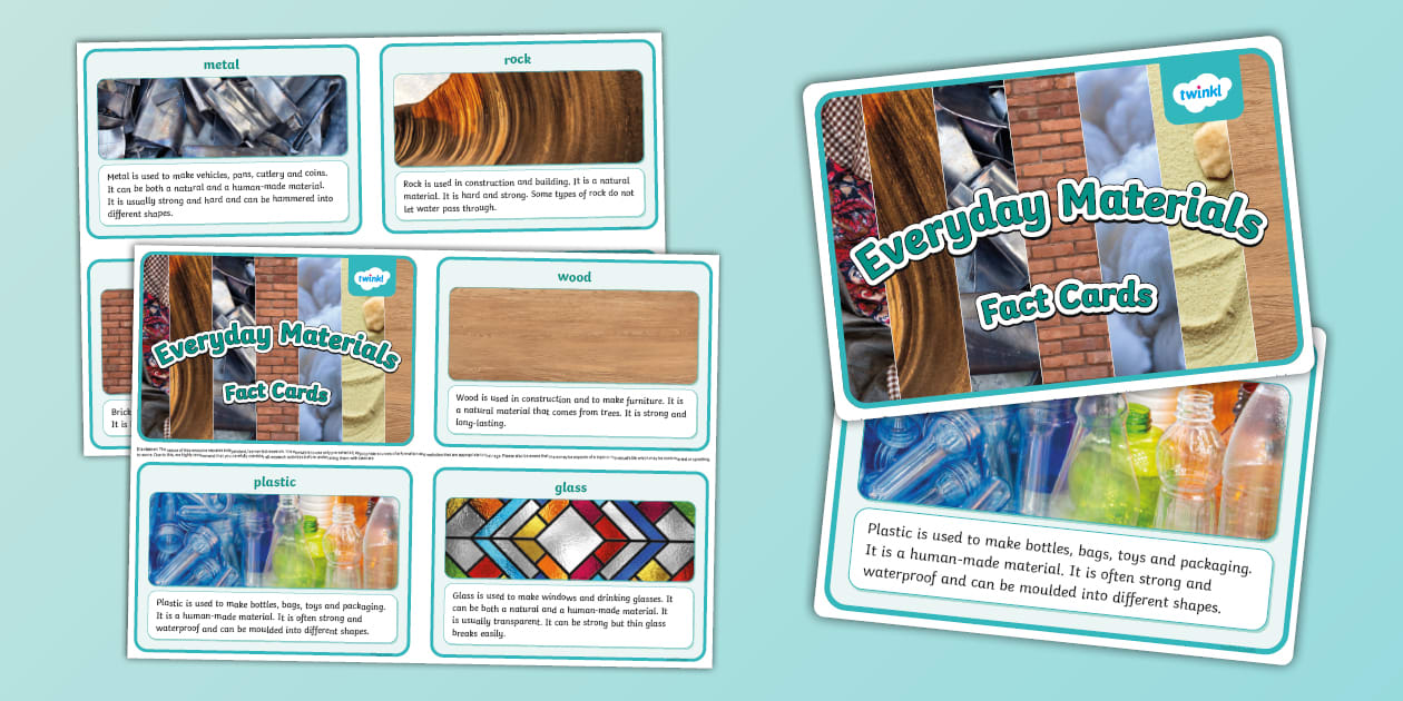* NEW * Everyday Materials Fact Cards - Twinkl - KS1
