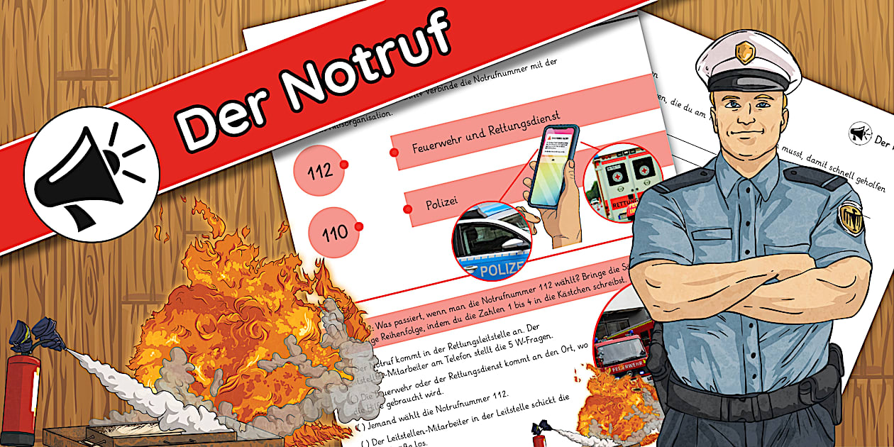 Der Notruf - Arbeitsblatt (teacher made) - Twinkl