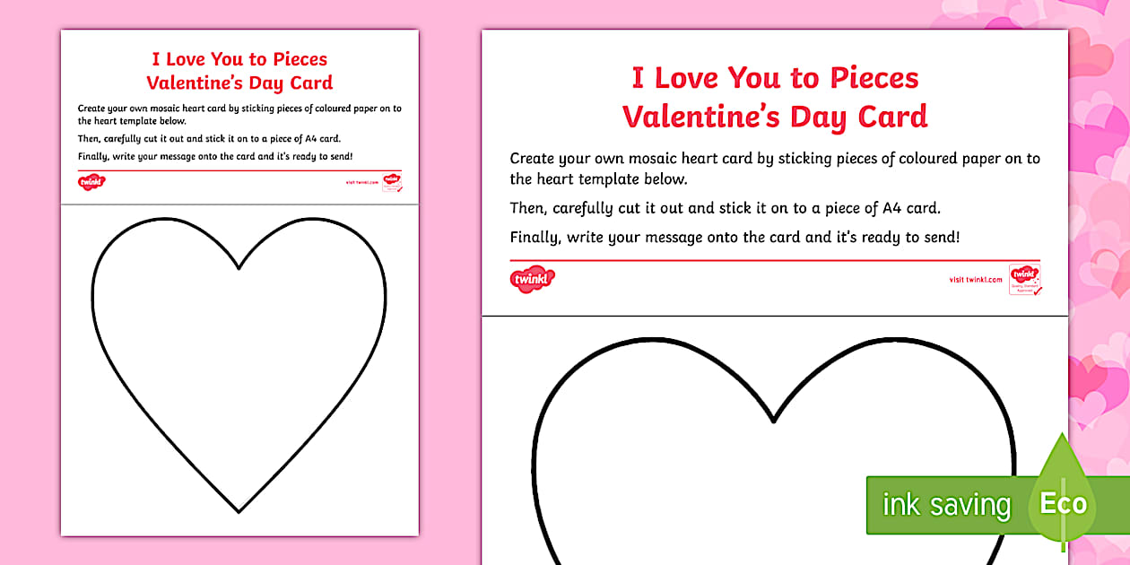 Valentine's Day Craft 'I Love You to Pieces Template'