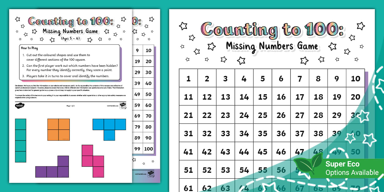👉 Counting to 100: Missing Numbers Game (Ages 5 - 6) - Parents