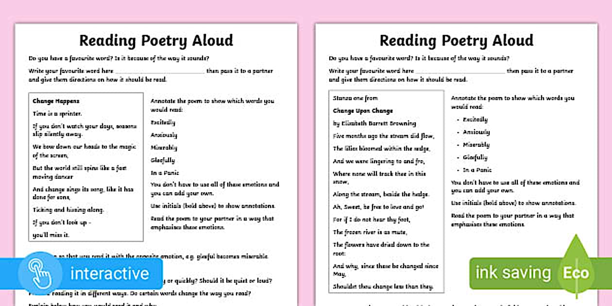 Reading Poetry Aloud (teacher made) - Twinkl
