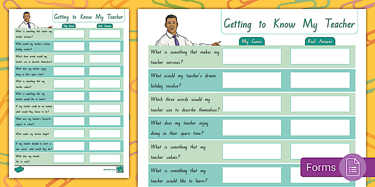 Getting to Know Your Teacher (teacher made) - Twinkl