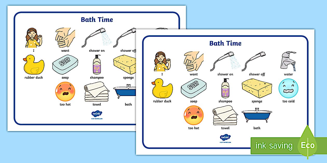 Bath Time Communication Board Visual Aid (teacher made)