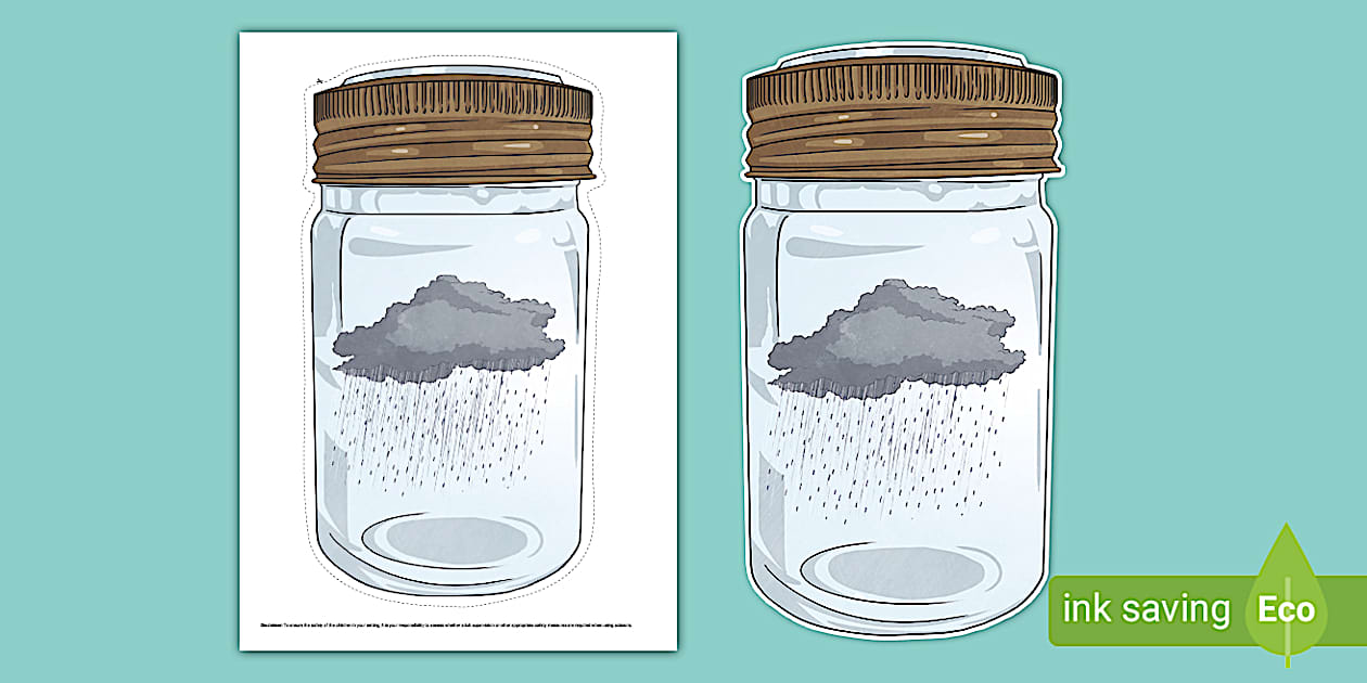 Rain Cloud in a Jar Cut-Out (Teacher-Made) - Twinkl