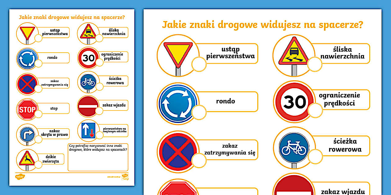 Znajdź mnie! | Znaki Drogowe | Karta Pracy - Twinkl