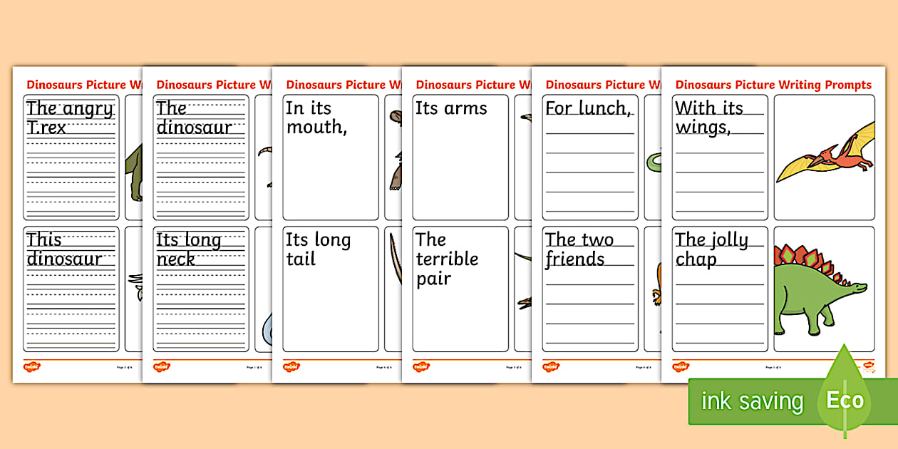 Editable Dinosaurs Simple Sentence Writing Prompt Pictures Activity