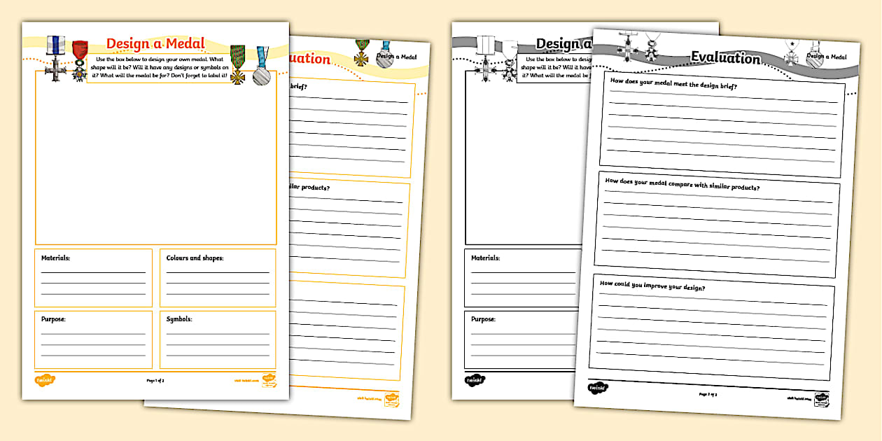 Design a Medal Worksheet
