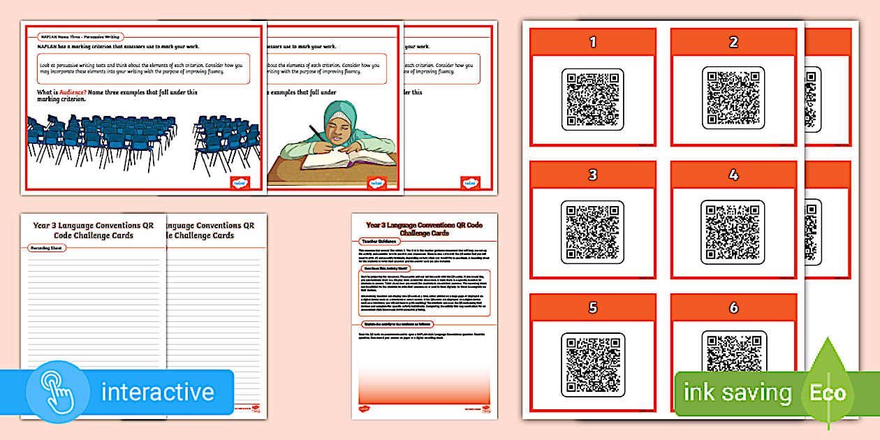 Yr 3 NAPLAN Writing Challenge QR Cards (teacher made)