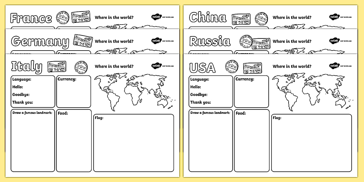 Passport to the World Writing Frames (teacher made) - Twinkl