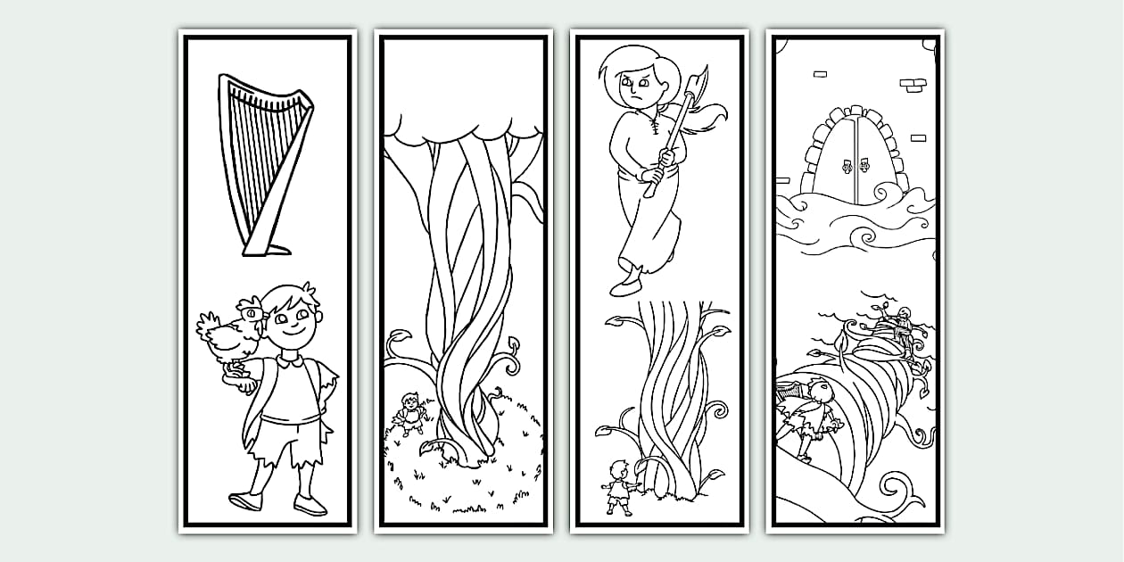 Jack and the Beanstalk Colouring Bookmarks - Twinkl