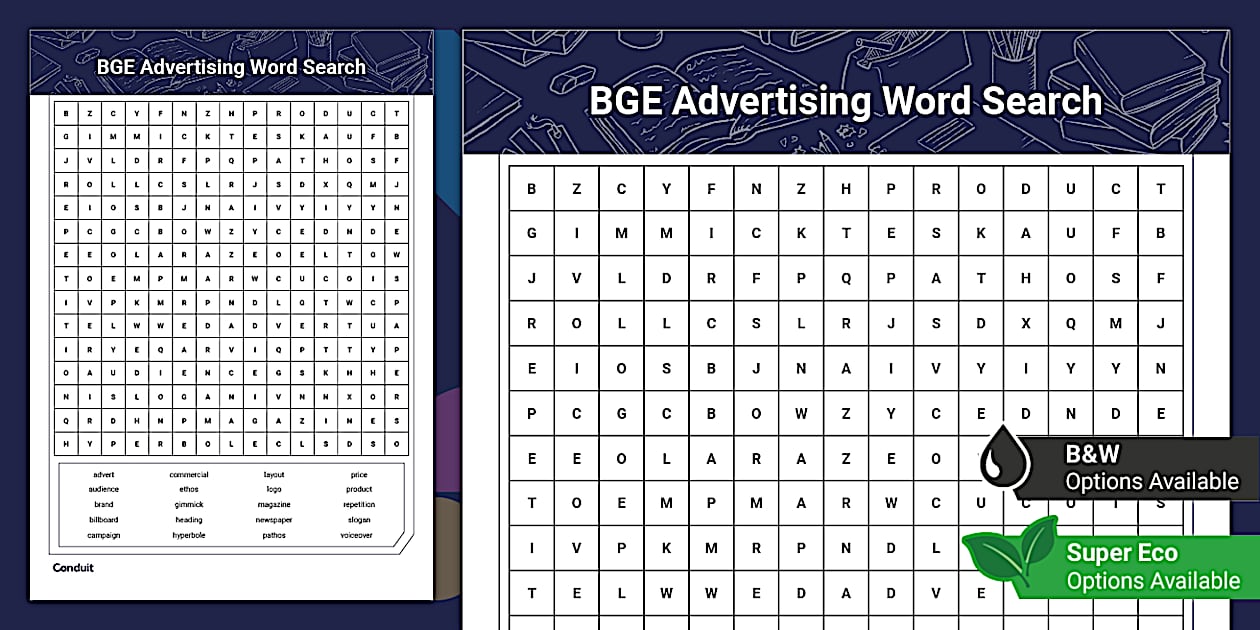 BGE Advertising Word Search (teacher made) - Twinkl
