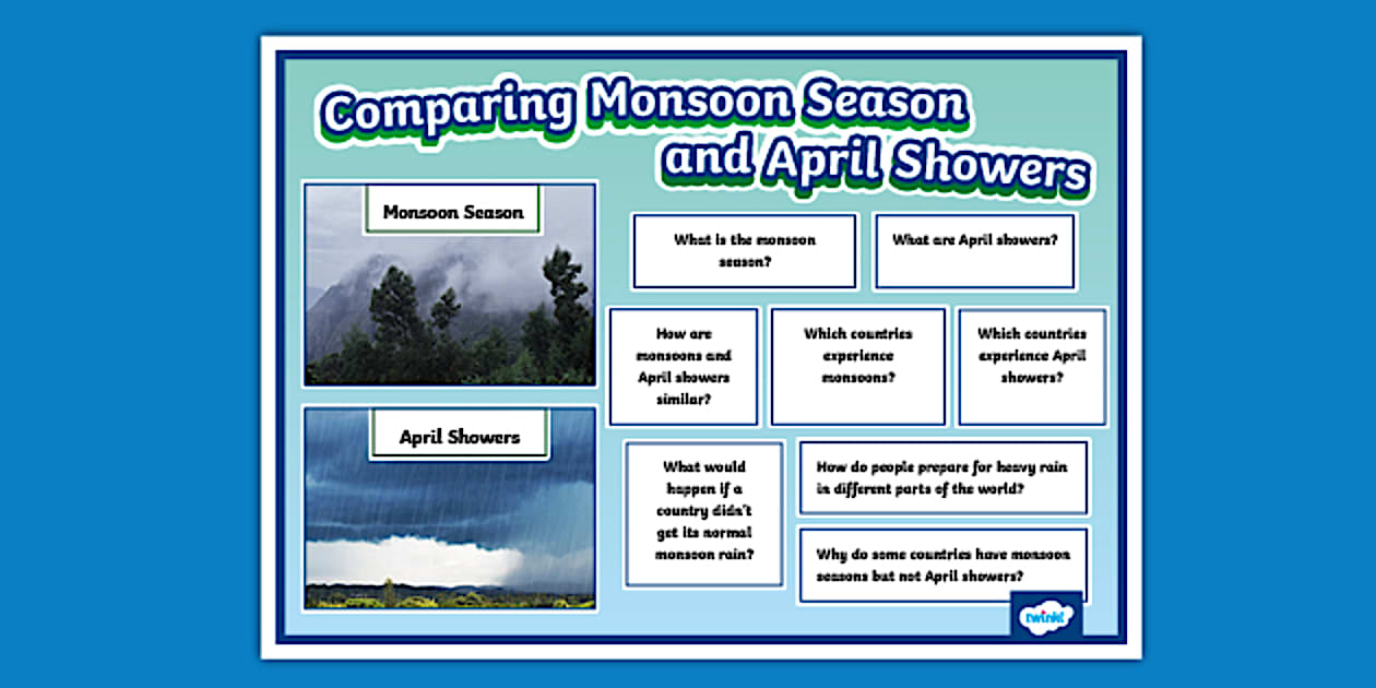 Comparing Monsoon Season and April Showers Prompt Display Poster