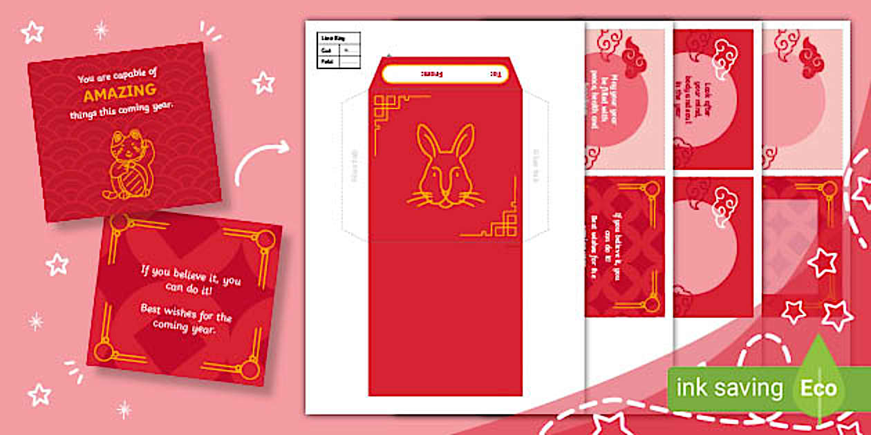 Red Envelopes: Wellbeing Wishes Notecards (teacher made)