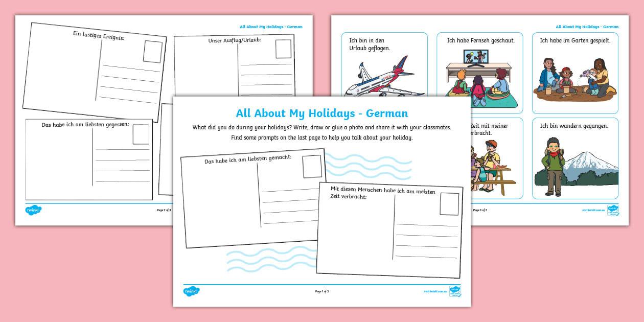 All About My Holidays - German Activity Sheet