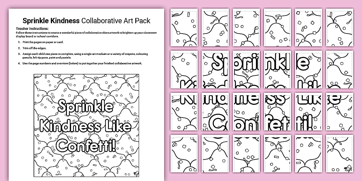 FREE Sprinkle Kindness Like Confetti! Collaborative Art Pack | Class ...