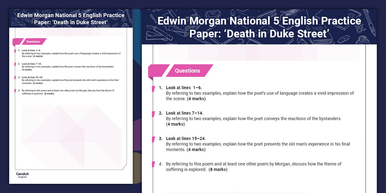 Edwin Morgan National 5 Practice Paper: Death in Duke Street