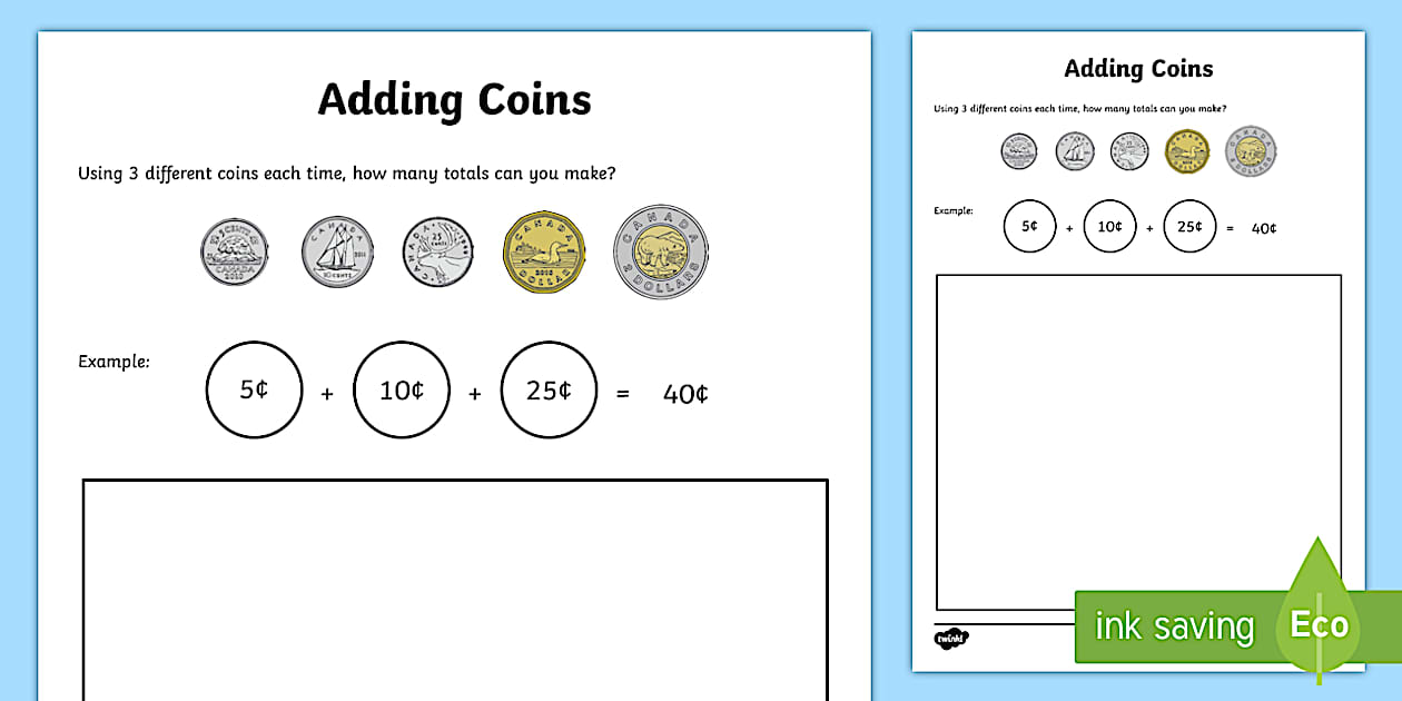 Adding Coins Worksheet | Grade 1 Math | Easy Download