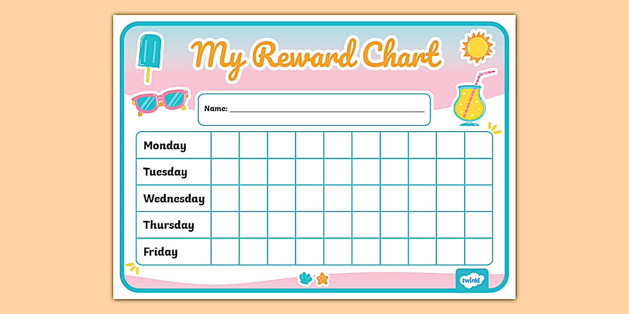 Summer Vibes Themed Reward Chart (teacher made) - Twinkl