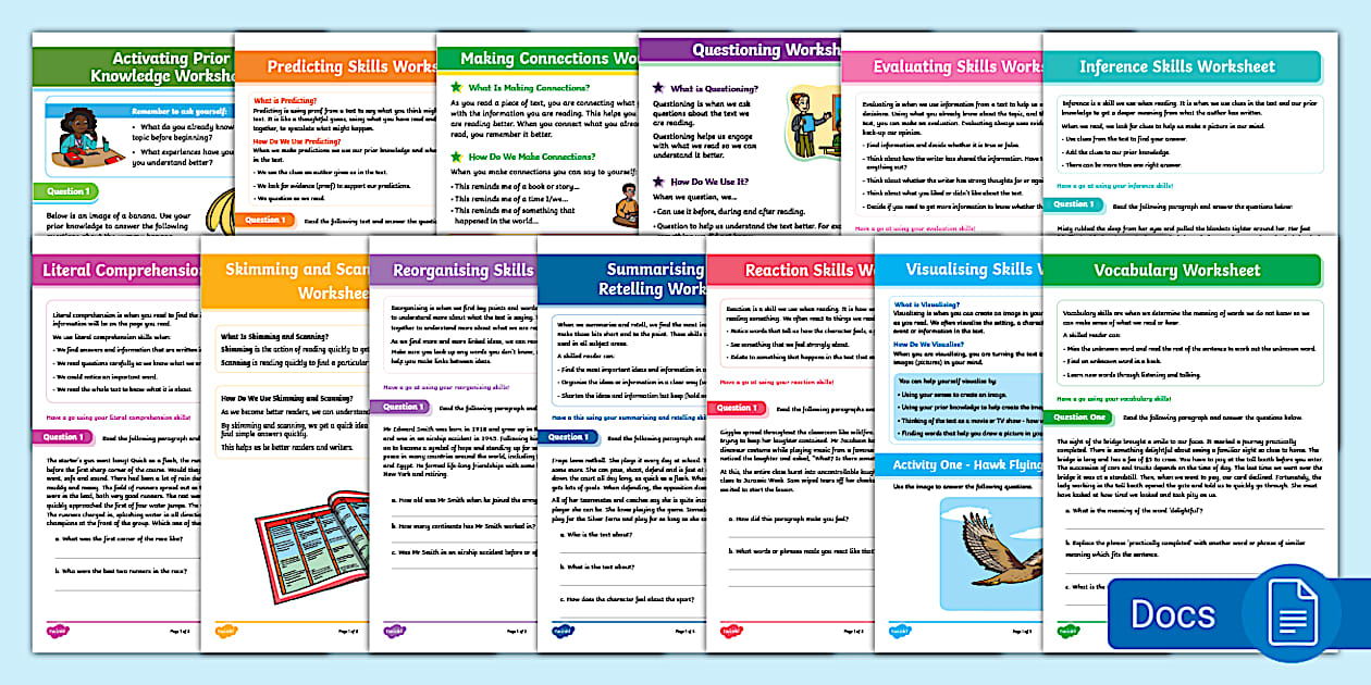 Reading Comprehension Skills Worksheets: All In One Ultimate Pack (Year ...