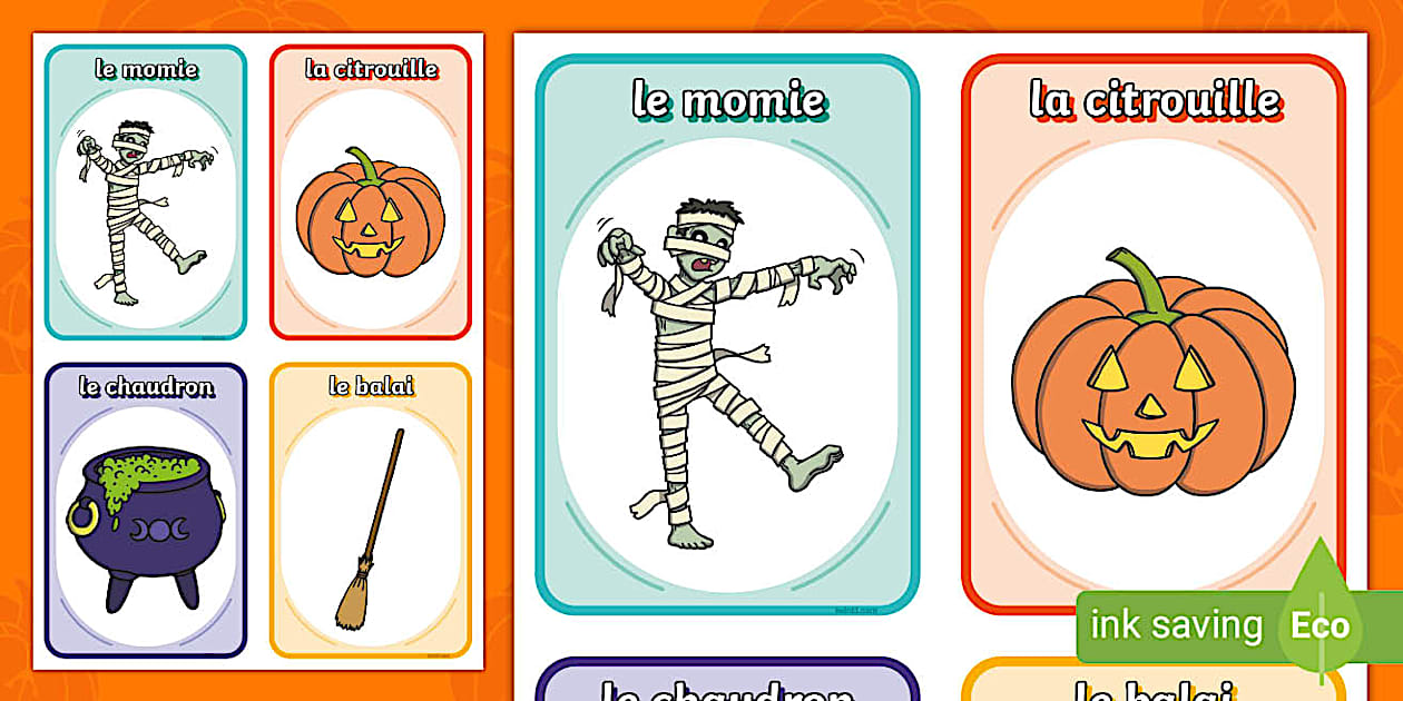 Halloween French Keyword Cards | French Halloween Activities