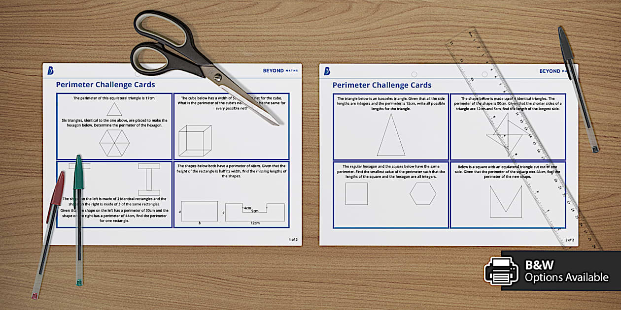 👉 Perimeter Challenge Cards (Teacher-Made) - Twinkl