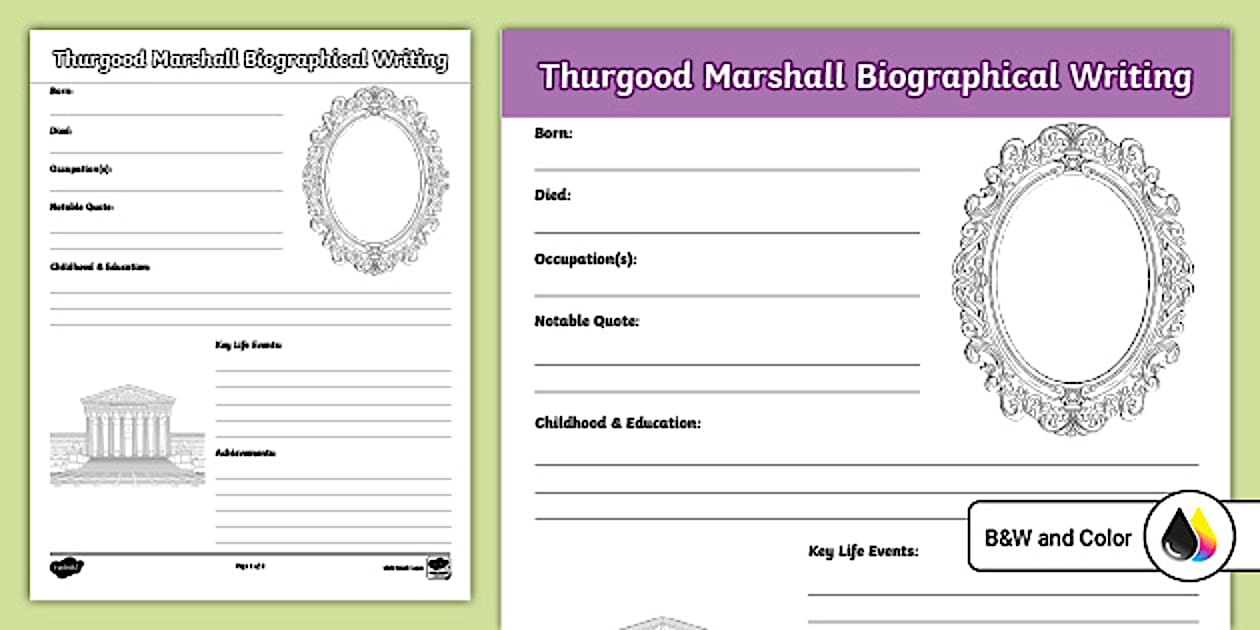 Thurgood Marshall Biography Worksheet | Twinkl USA - Twinkl