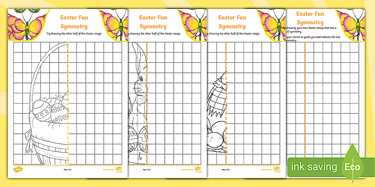 Easter Fun Symmetry Activity Sheets (teacher made) - Twinkl