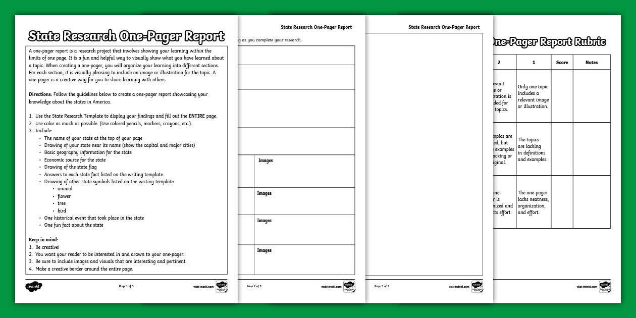 State Research Report | 6th-8th Grade | Twinkl USA - Twinkl
