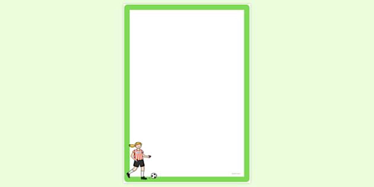 Simple Girl Running with Football Page Border | Page Borders