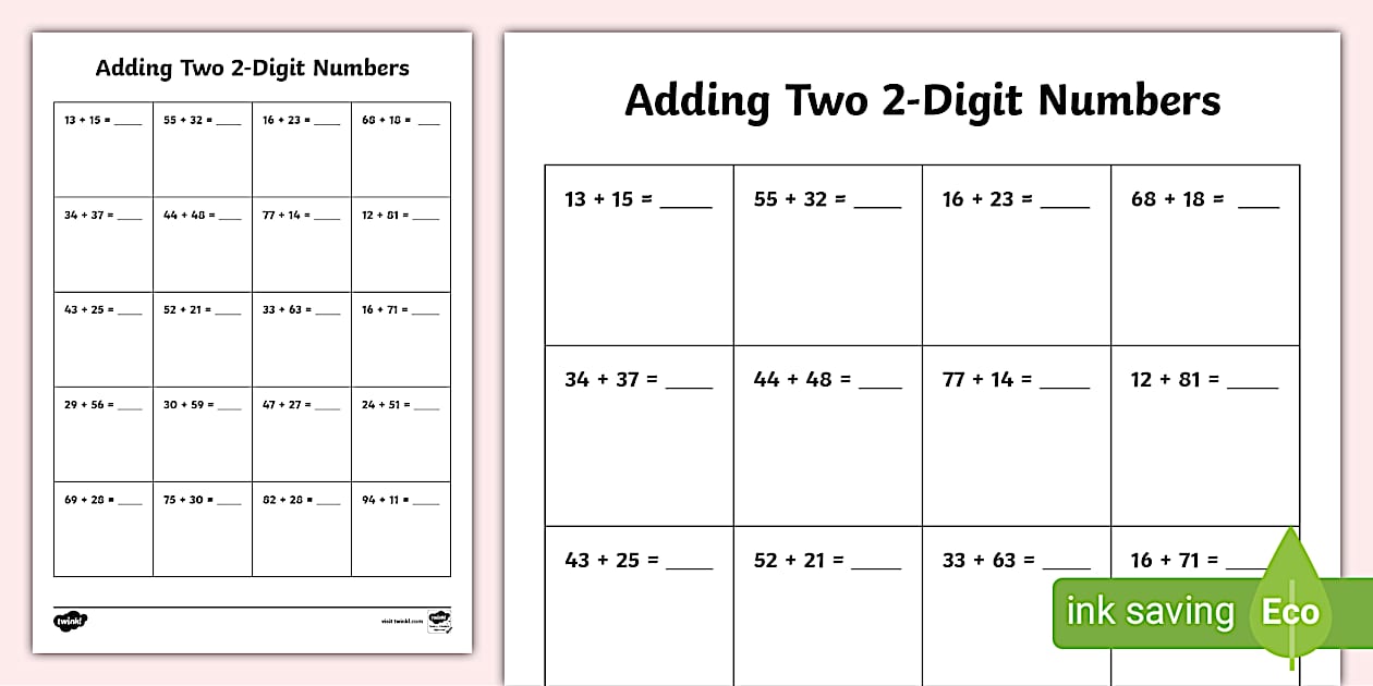 👉 Adding Two 2-Digit Numbers (teacher made) - Twinkl