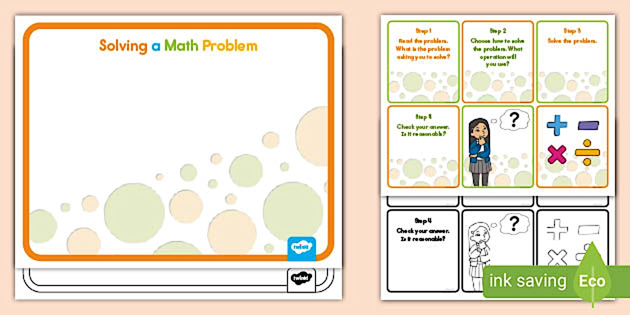 Mathematical Chart | Solving a Math Problem Anchor Chart